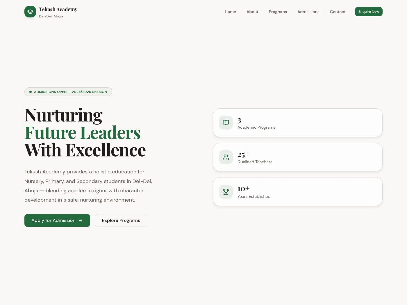 Tekash Academy Website