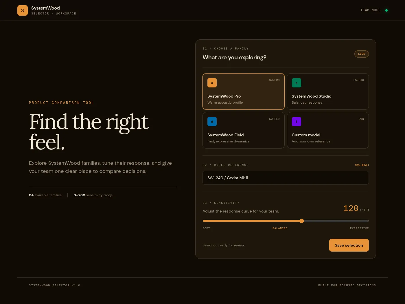 SystemWood Selector