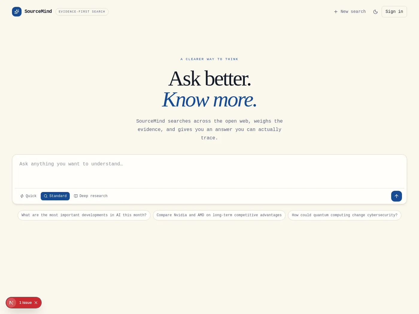 SourceMind AI Search