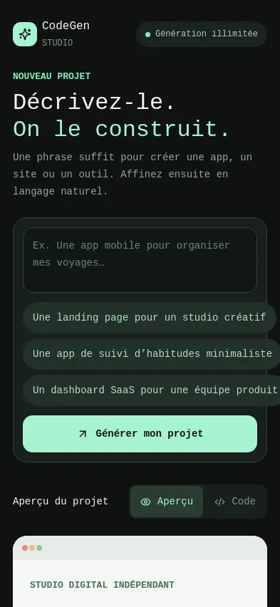 CodeGen Studio Mobile