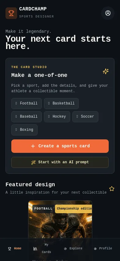CardChamp Sports Designer