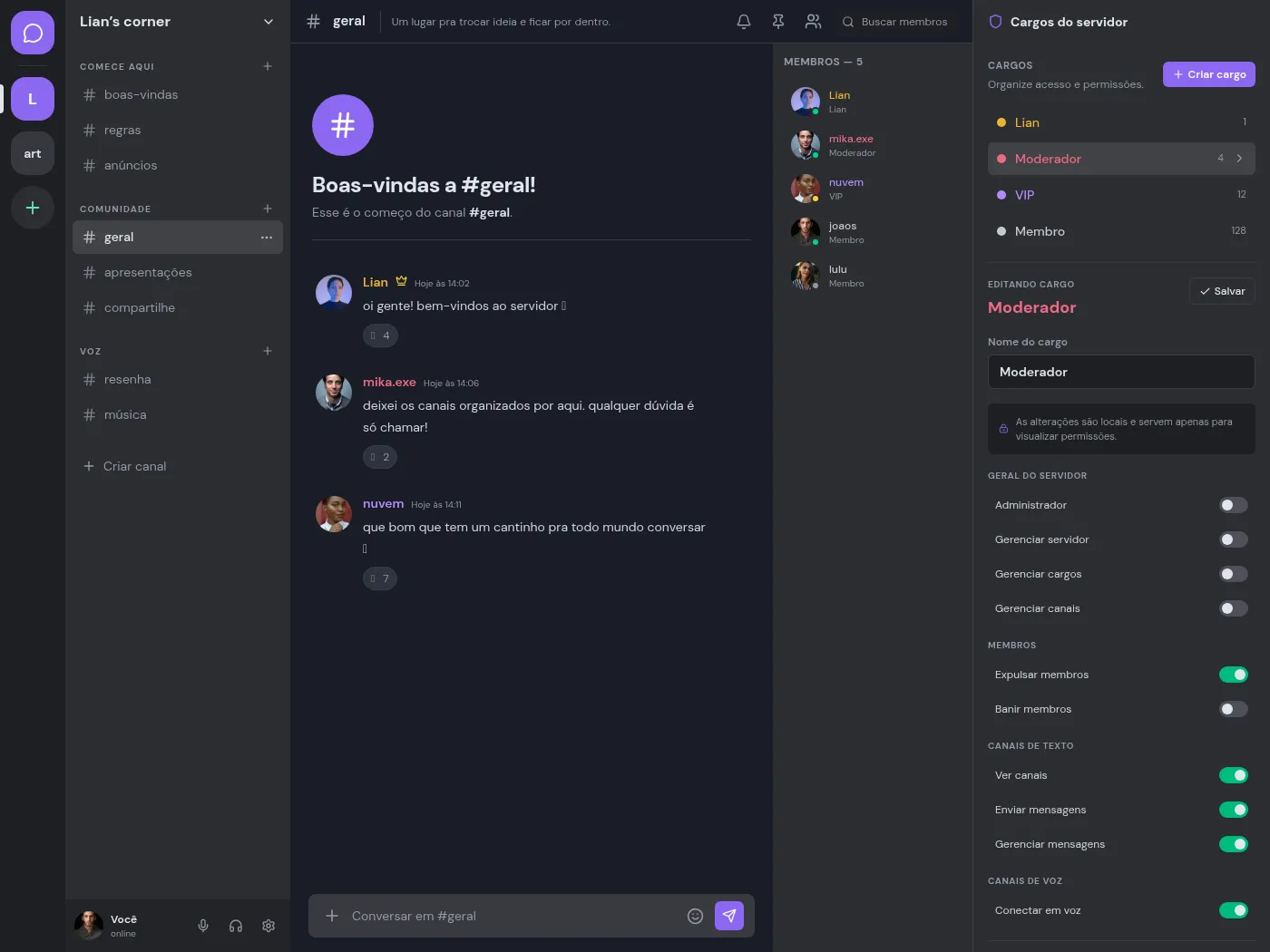 Lian Discord Screens Clone