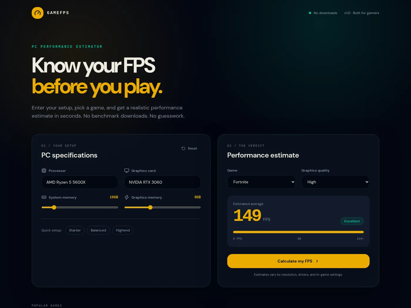 GameFPS Estimator