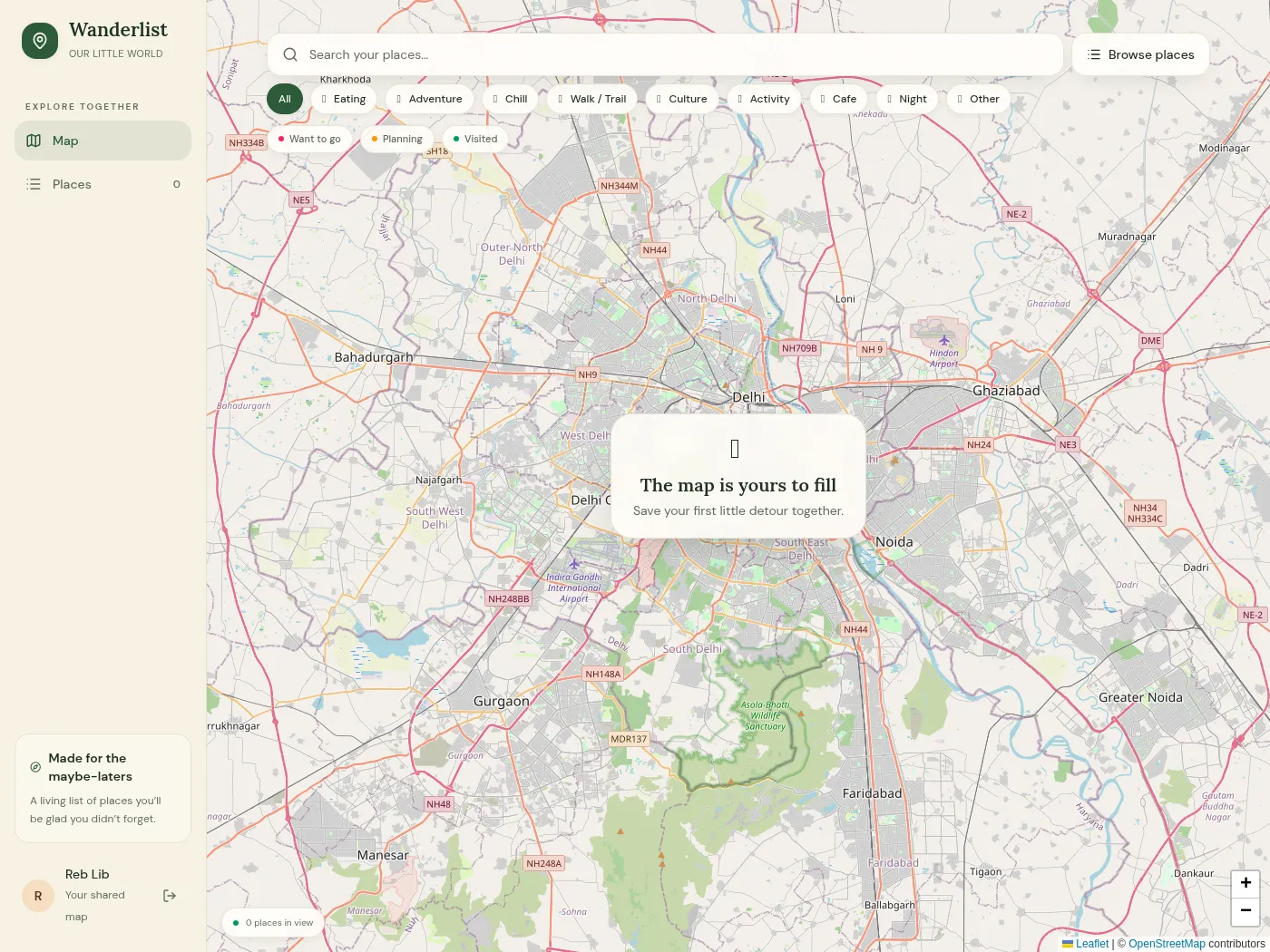 Wanderlist Friends Map