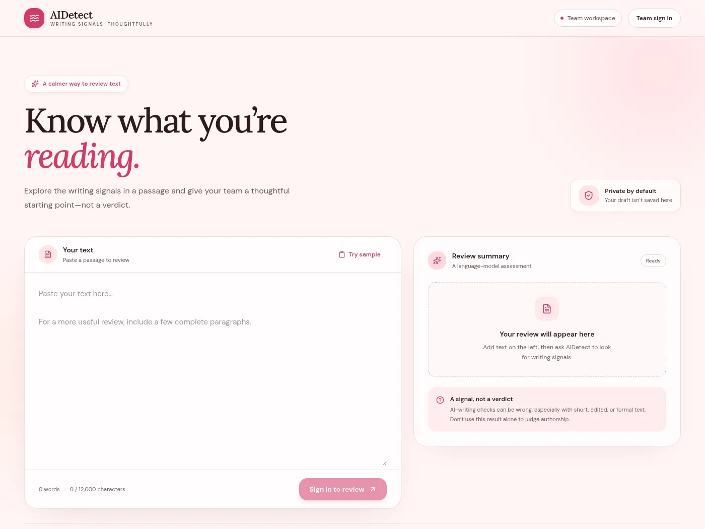 AIDetect Pink Portal