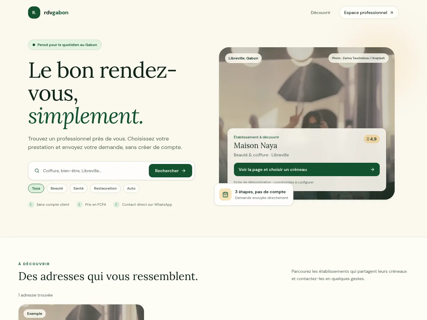 RDV Gabon Booking SaaS