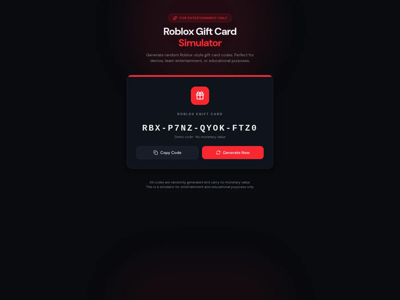 Roblox GiftCard Simulator