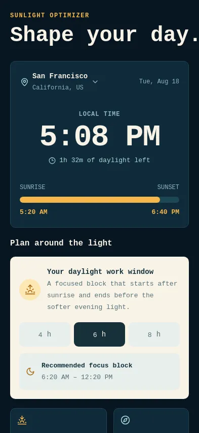 Sunlight Optimizer App