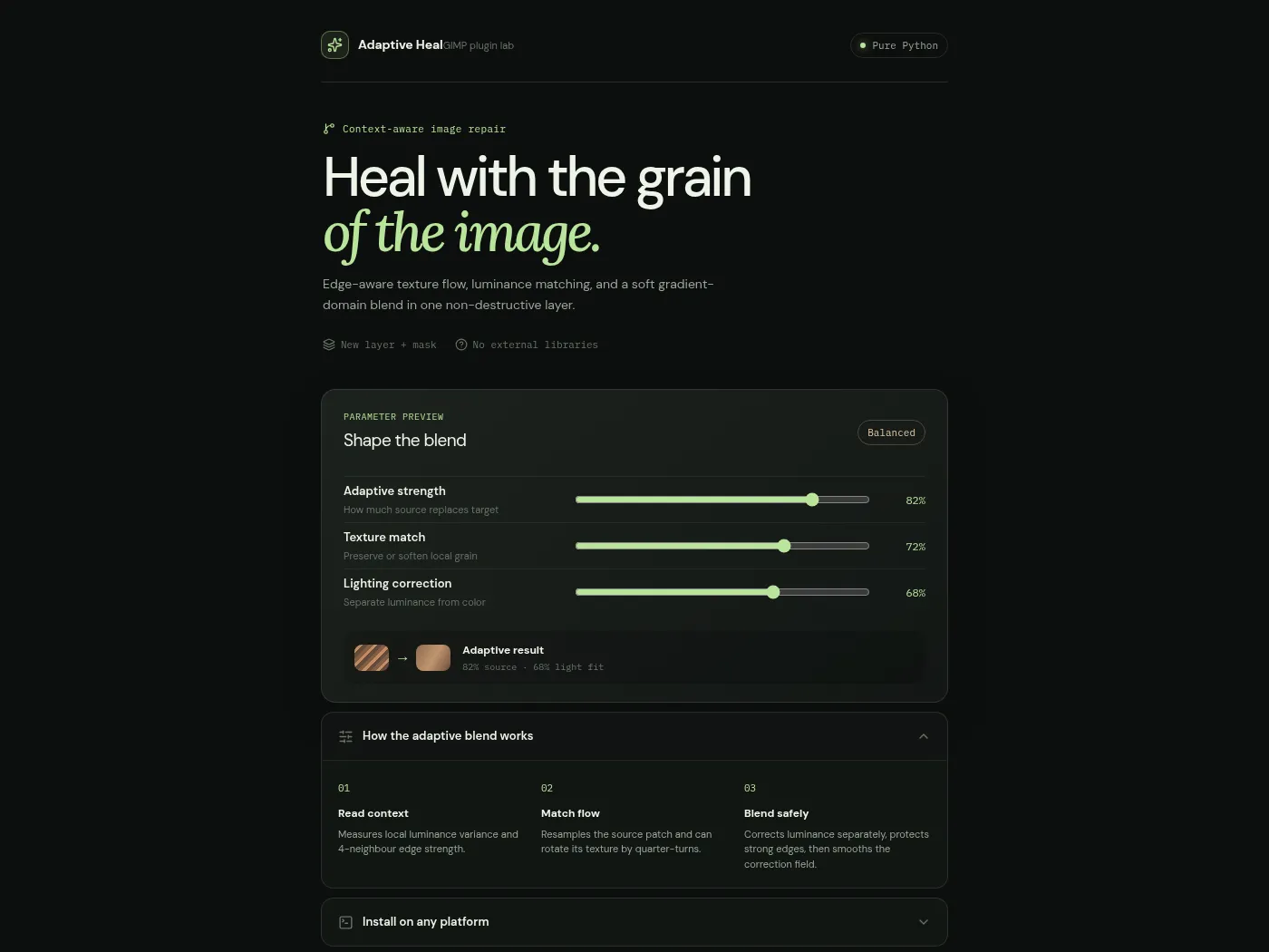 Adaptive Heal GIMP Plugin