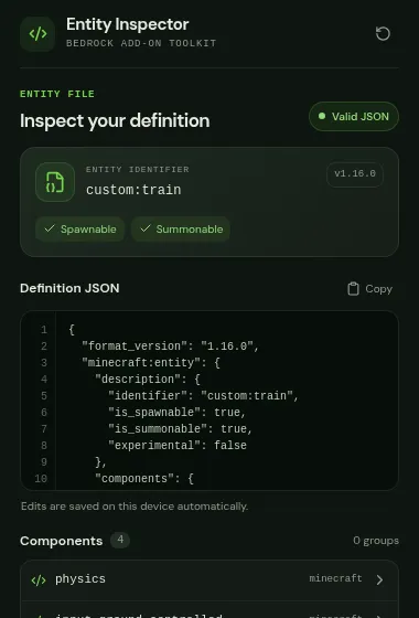 Minecraft Entity Inspector