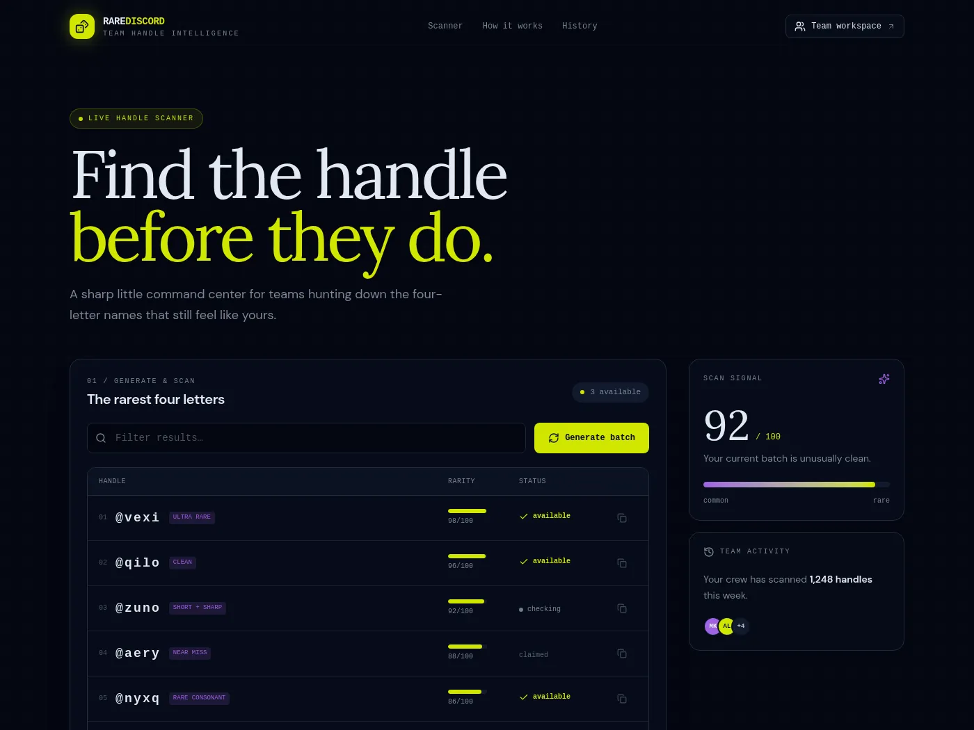 RareDiscord Handle Finder