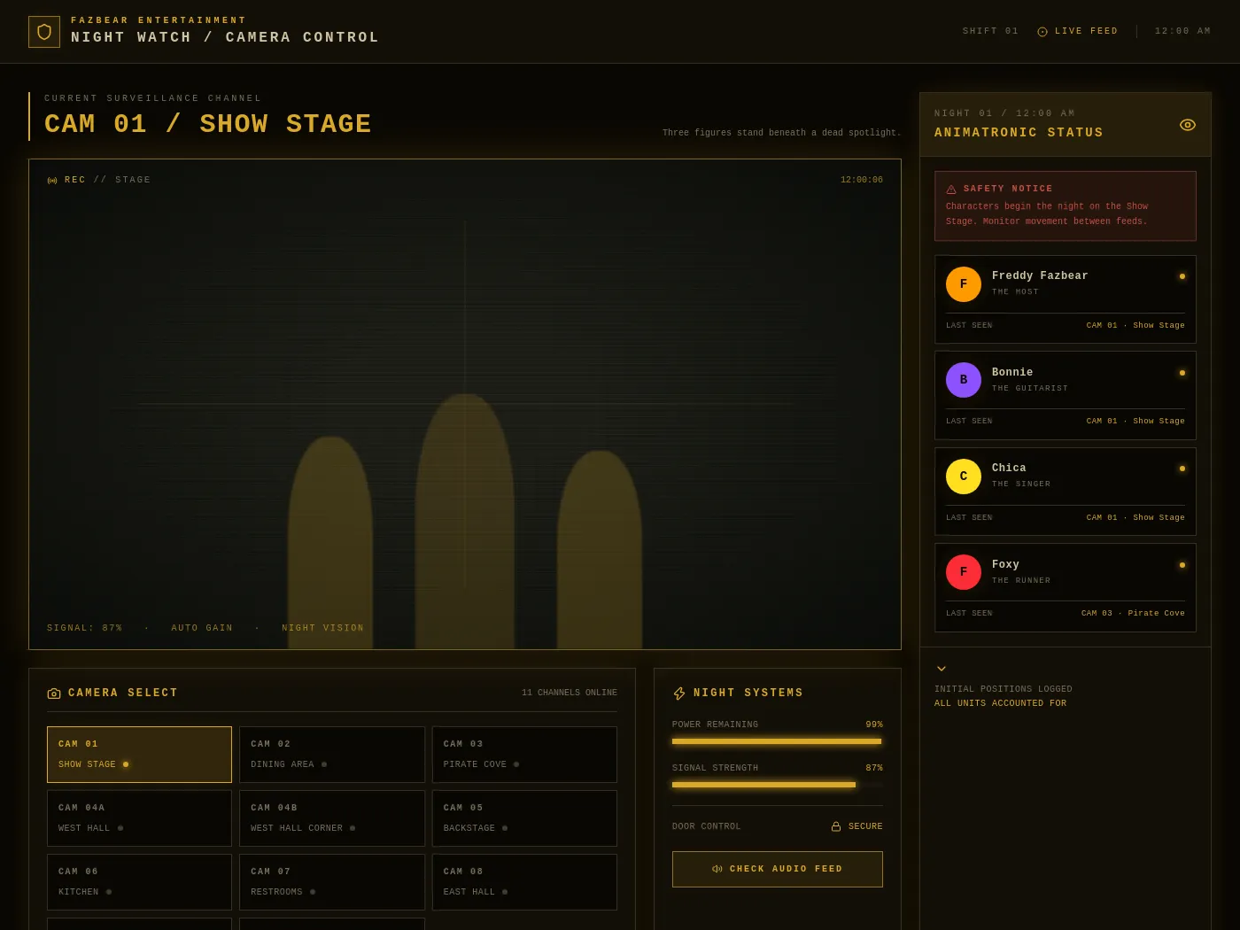 FNAF Camera Control UI