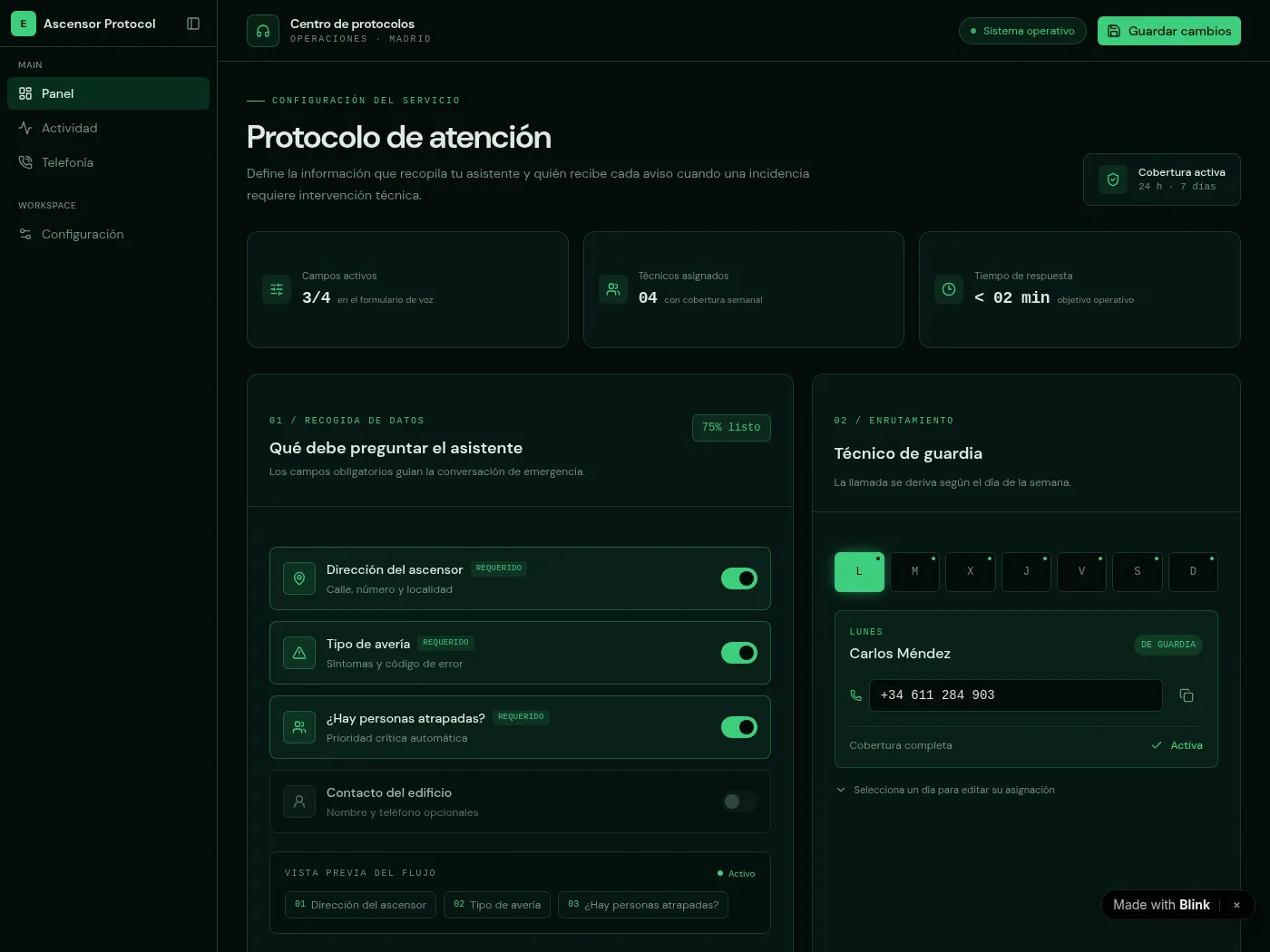 Ascensor Protocol Panel