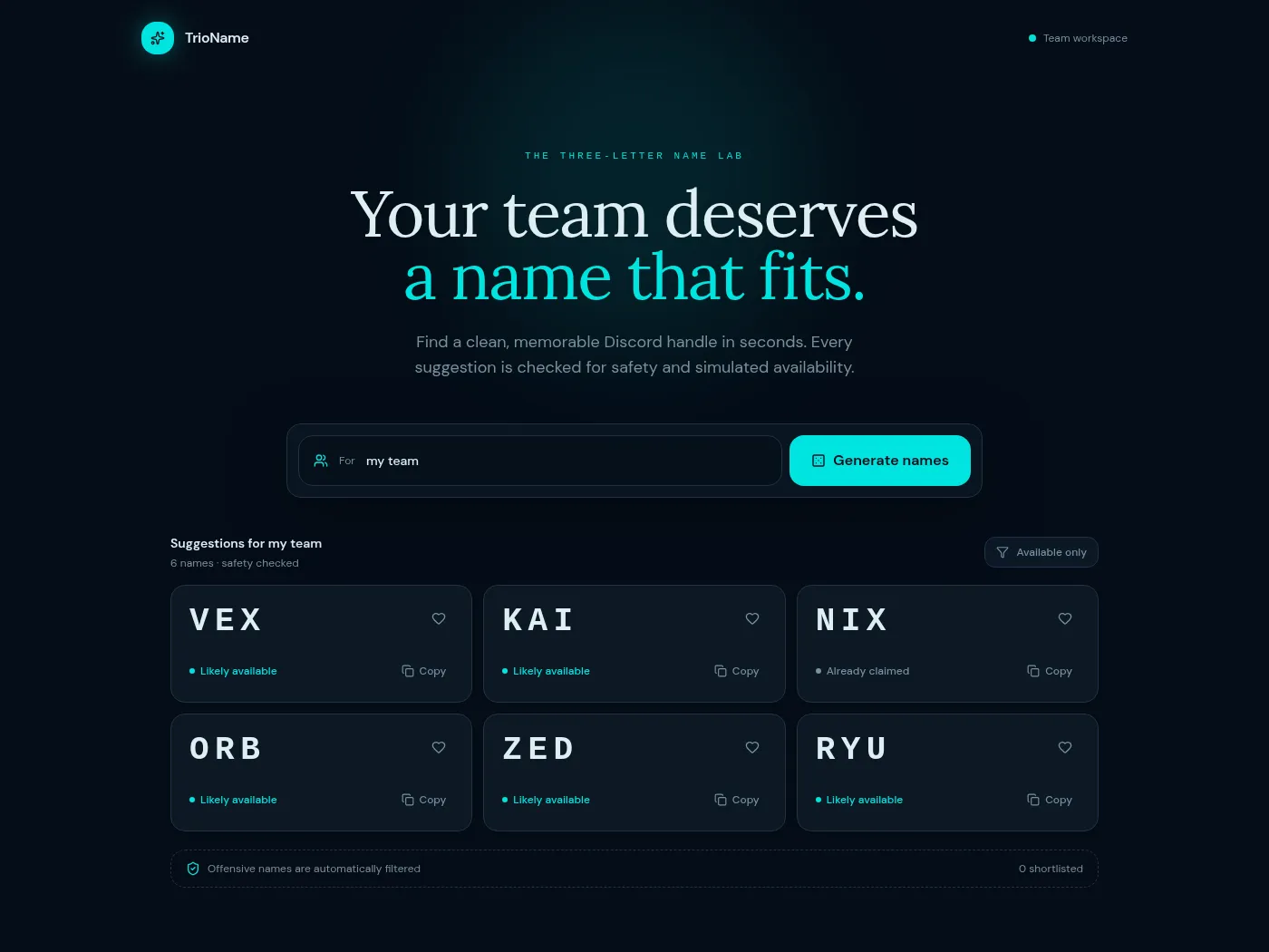 TrioName Generator