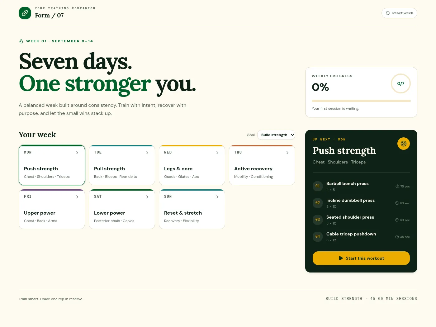 7-Day Gym Planner