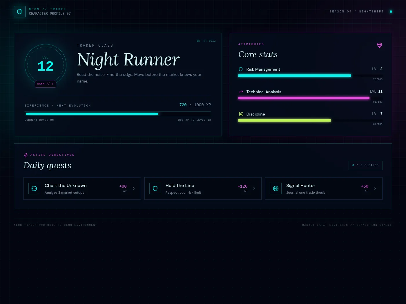 Neon Trader Dashboard