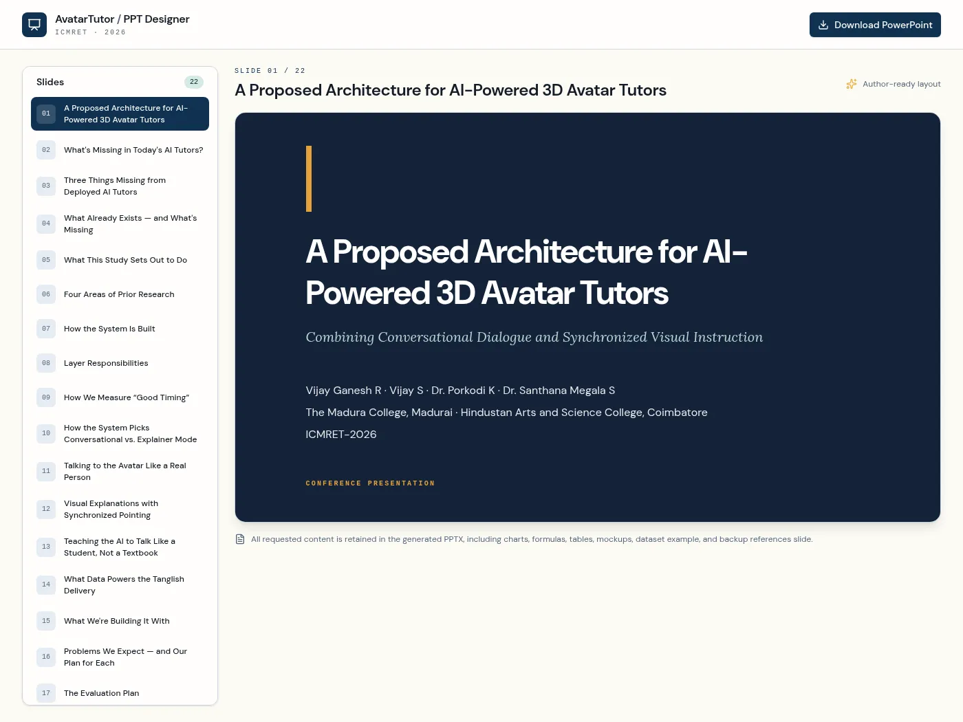 AvatarTutor PPT Designer