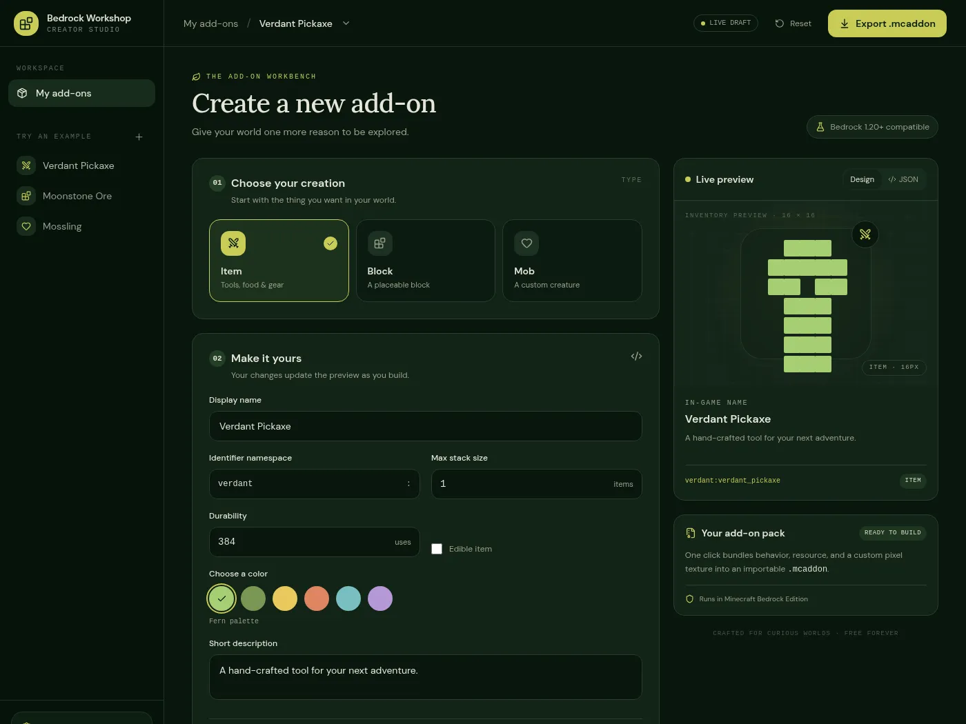 Bedrock Mod Creator