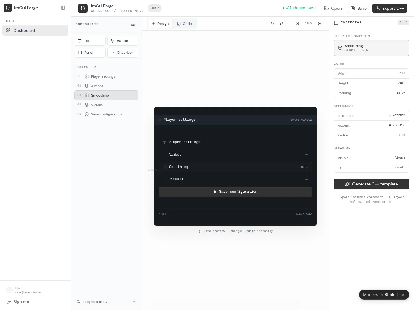 ImGui GUI Builder