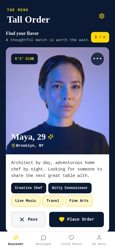 Tall Order Dating App