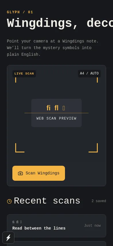 Wingdings Reader App