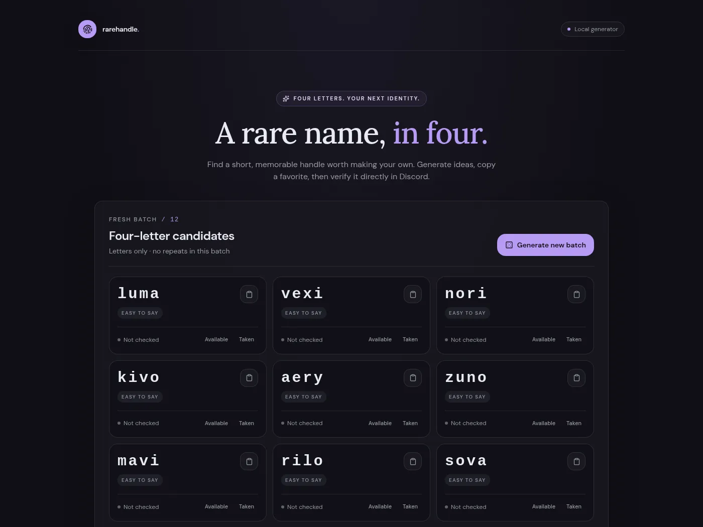 RareHandle Finder