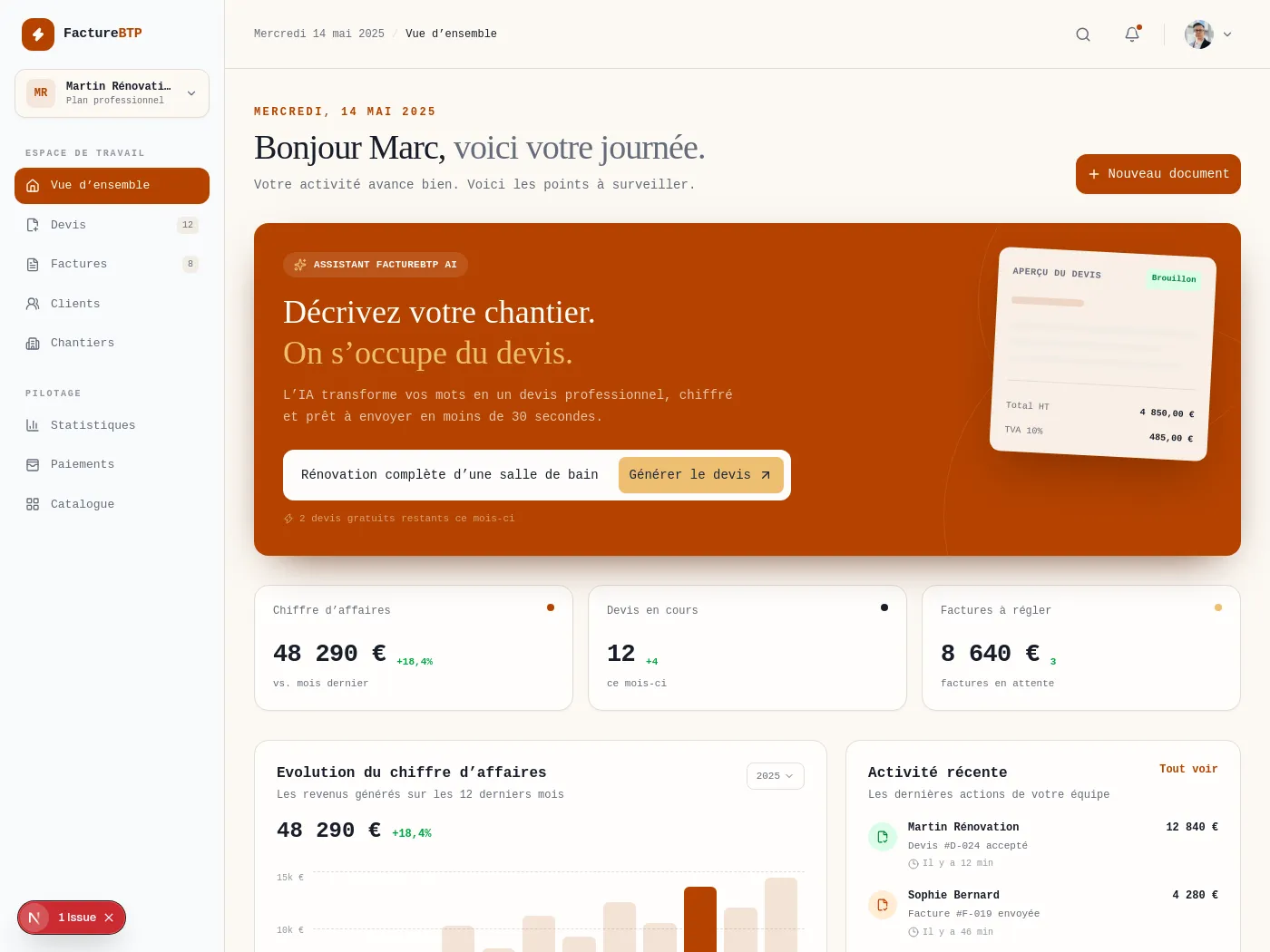 FactureBTP AI SaaS