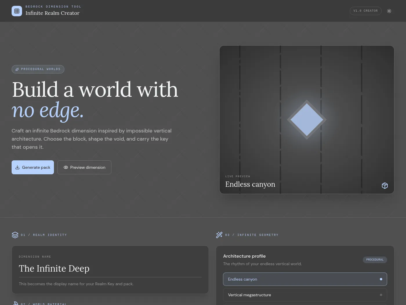 Infinite Realm Creator