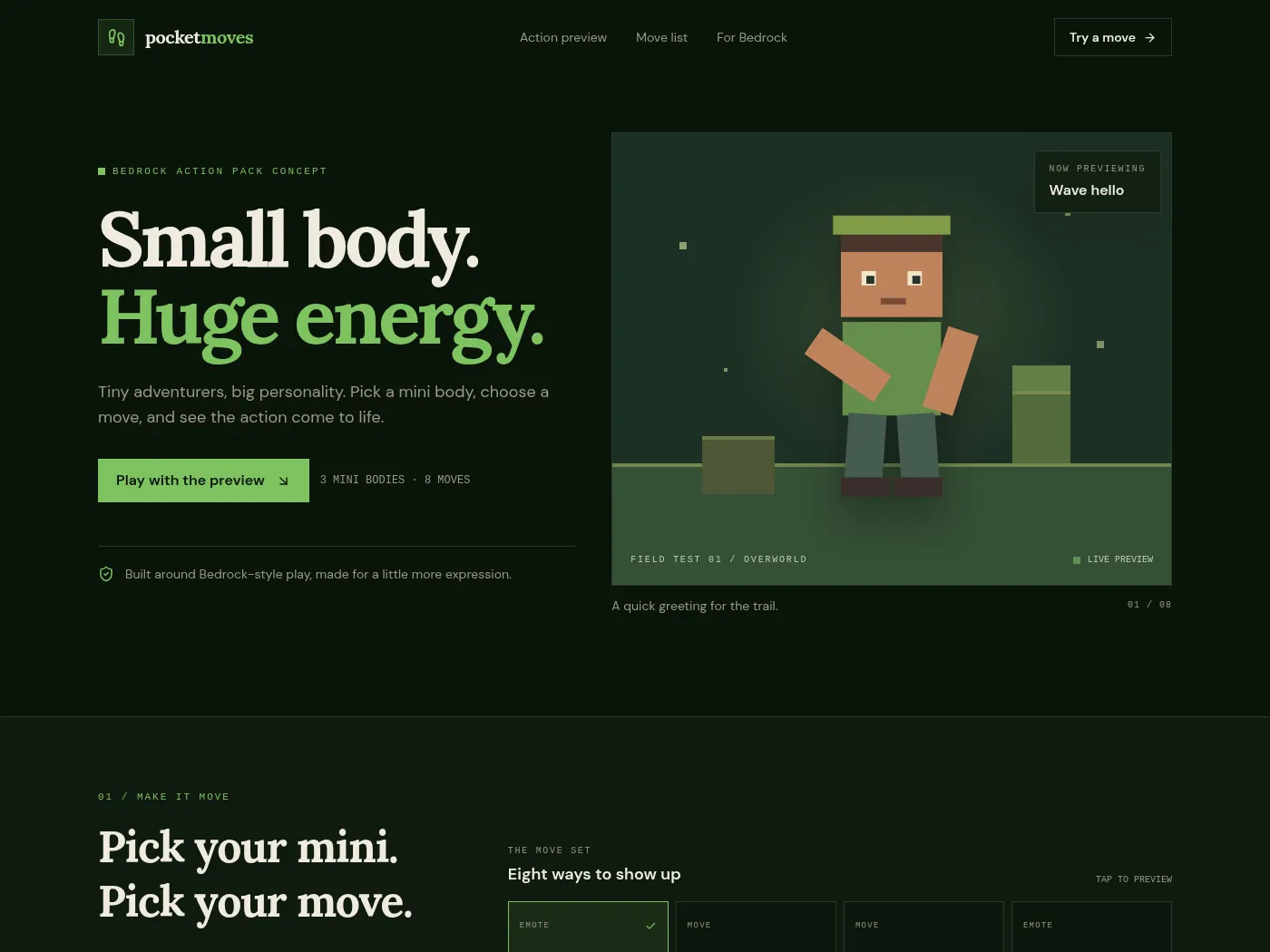 Mini Minecraft Actions