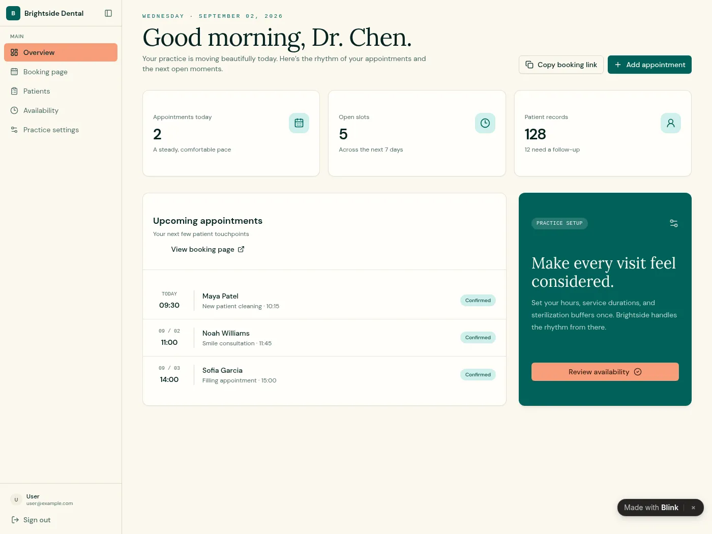 Solo Dentist Booking Suite