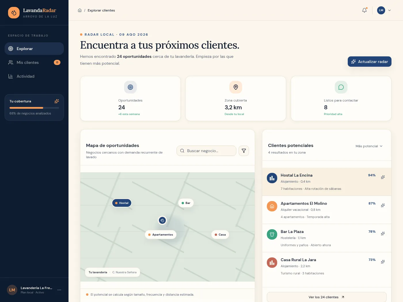 Lavandería Client Finder