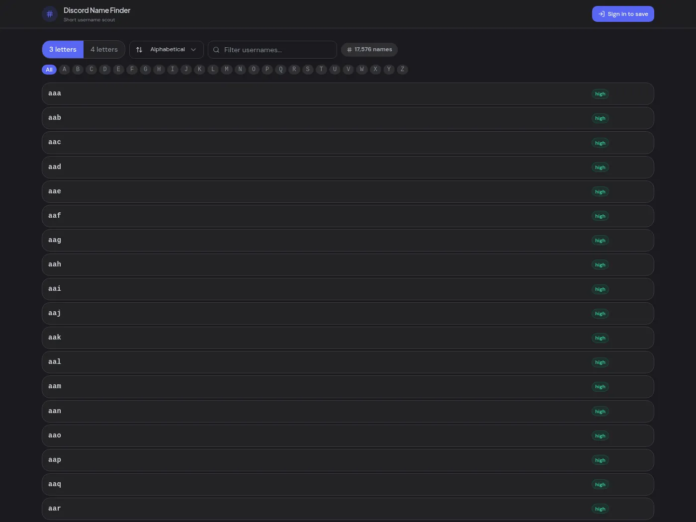 Discord Name Finder
