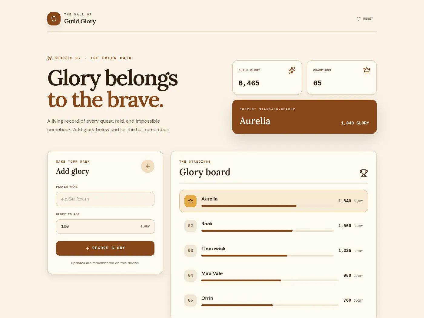Guild Glory Tracker