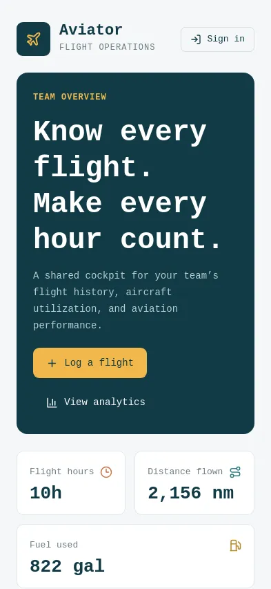 Aviator Dashboard