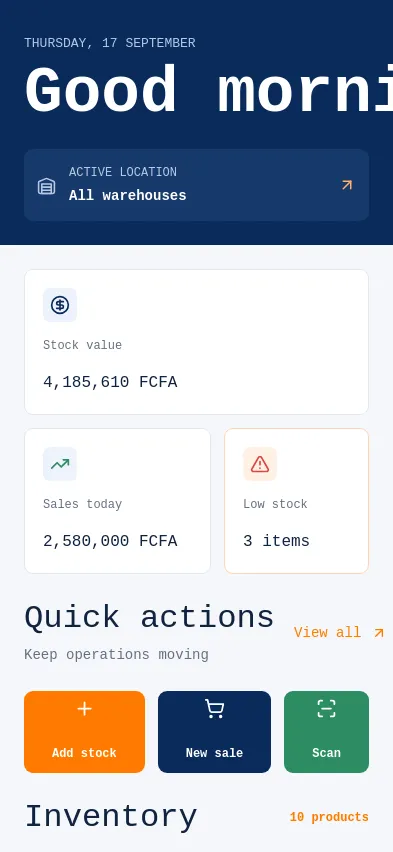StockFlow Mobile Manager