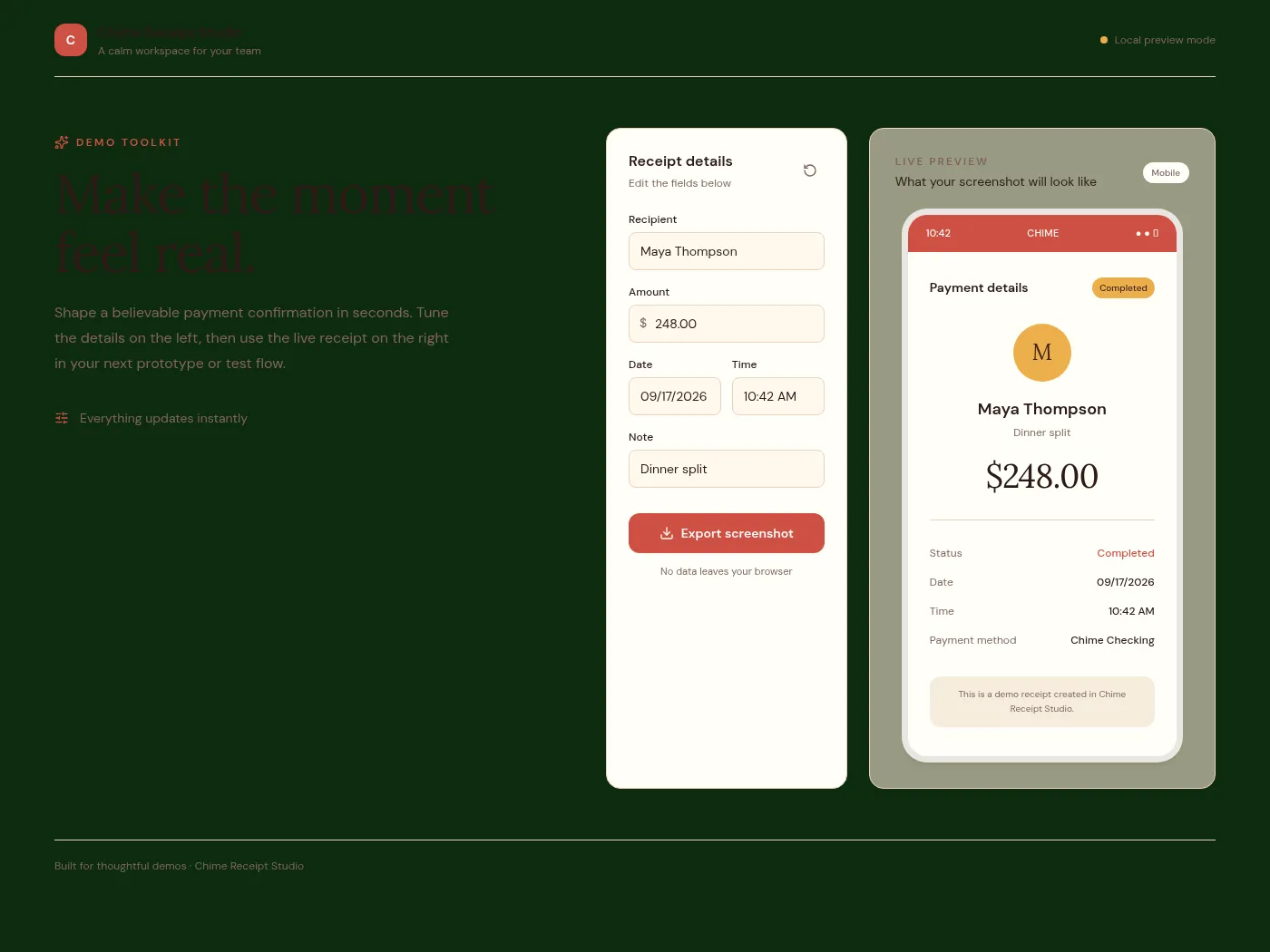 Chime Screenshot Generator