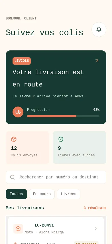 LivCols Delivery Mobile App