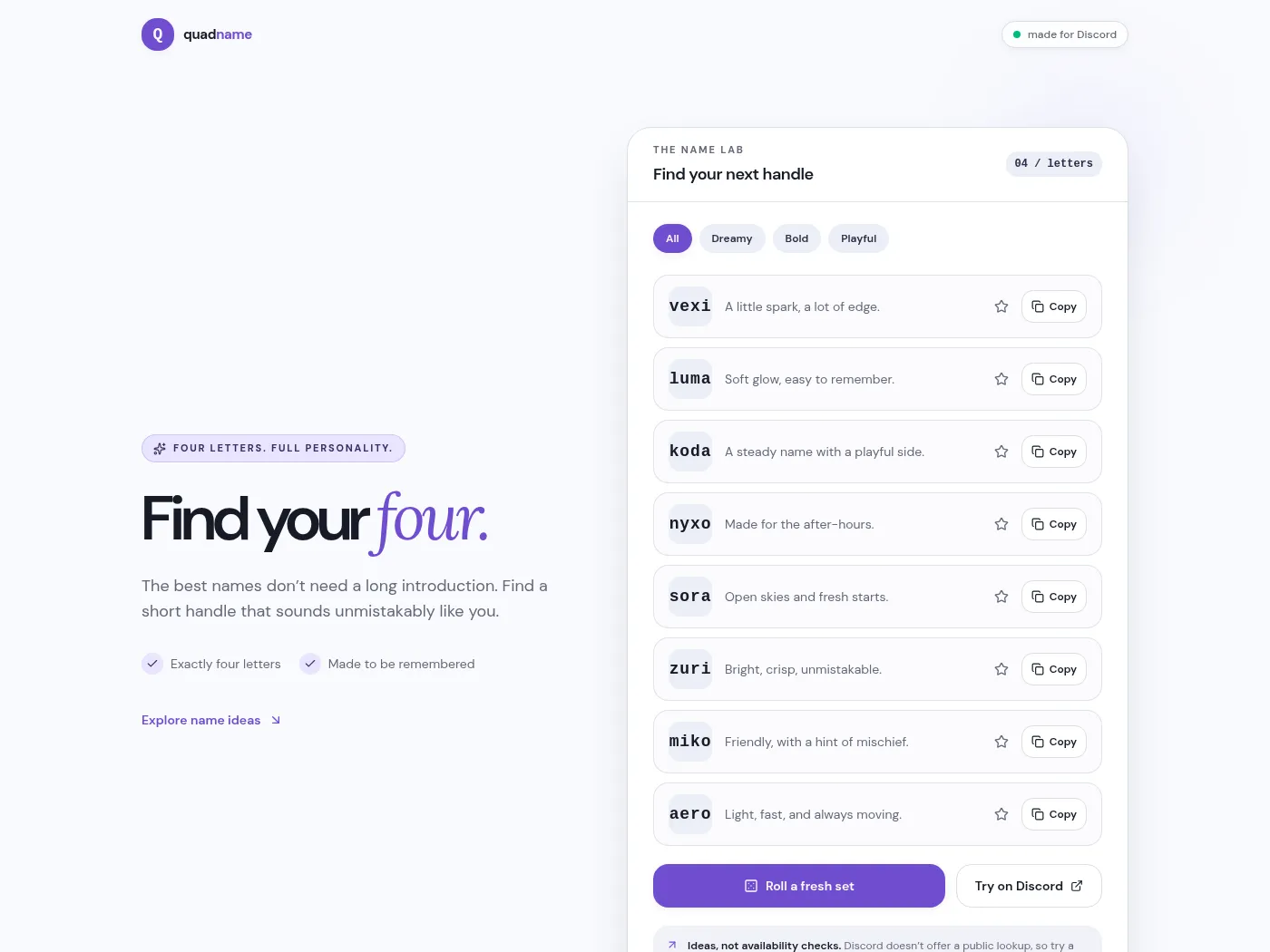 QuadName Finder