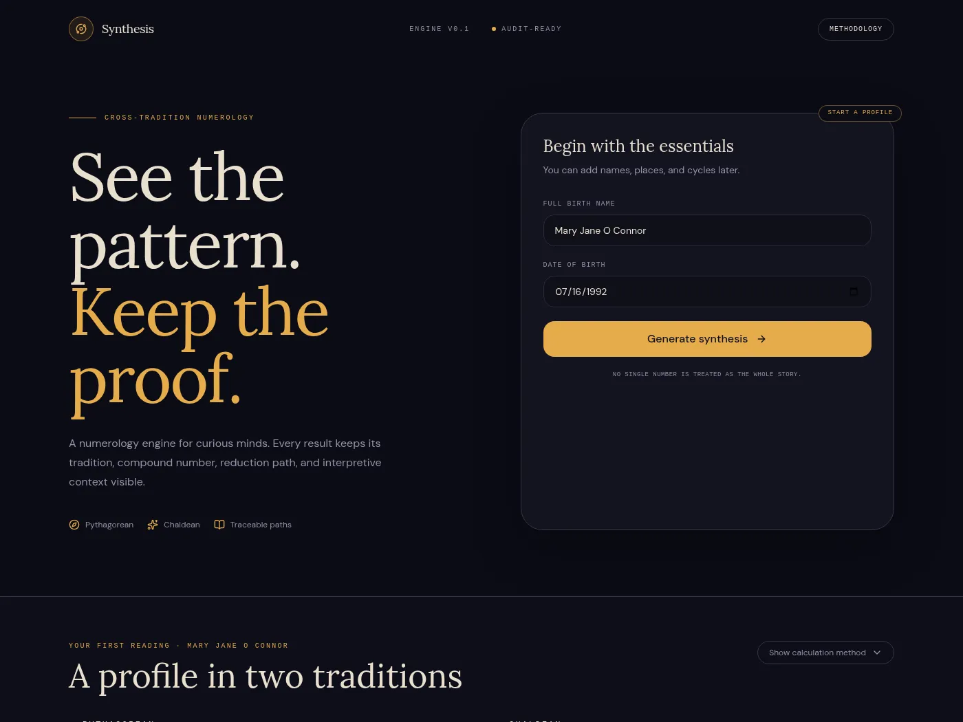 Synthesis Numerology Engine