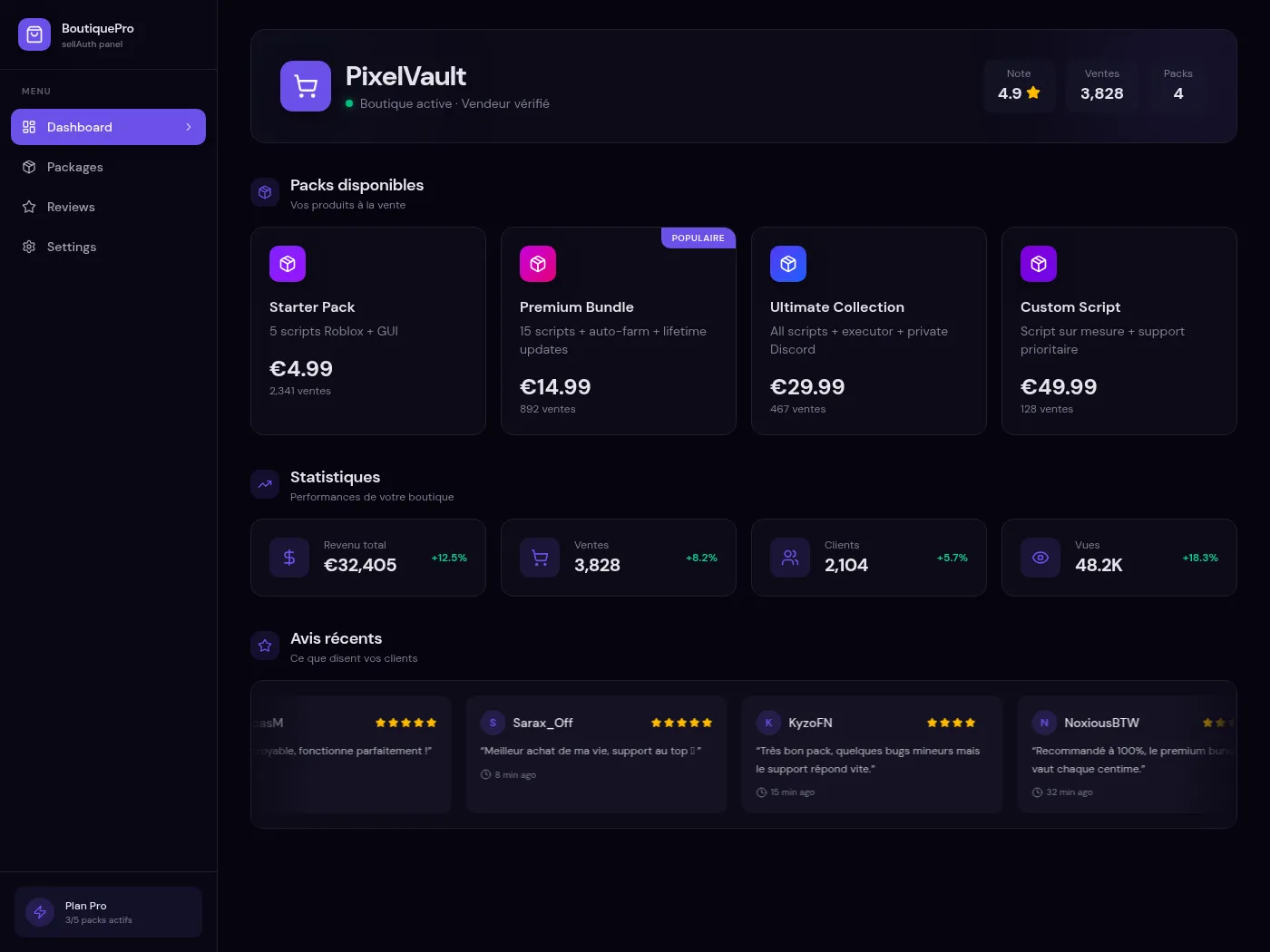 Sellauth Boutique Dashboard