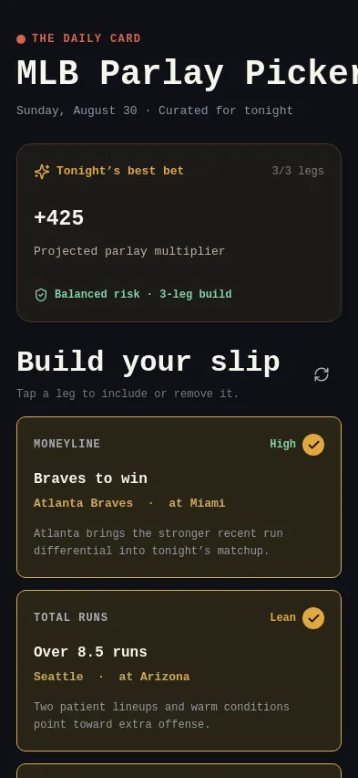 MLB Parlay Picker