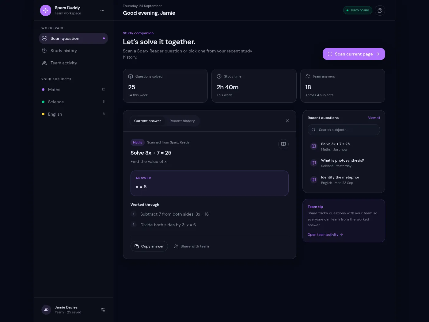 Sparx AI Study Buddy