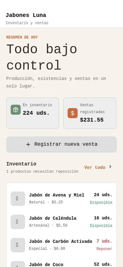 Jabón Inventario Plus