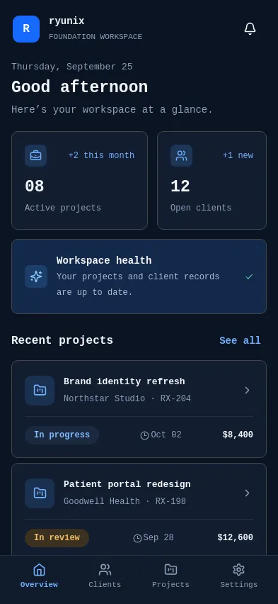 Ryunix Workspace Mobile