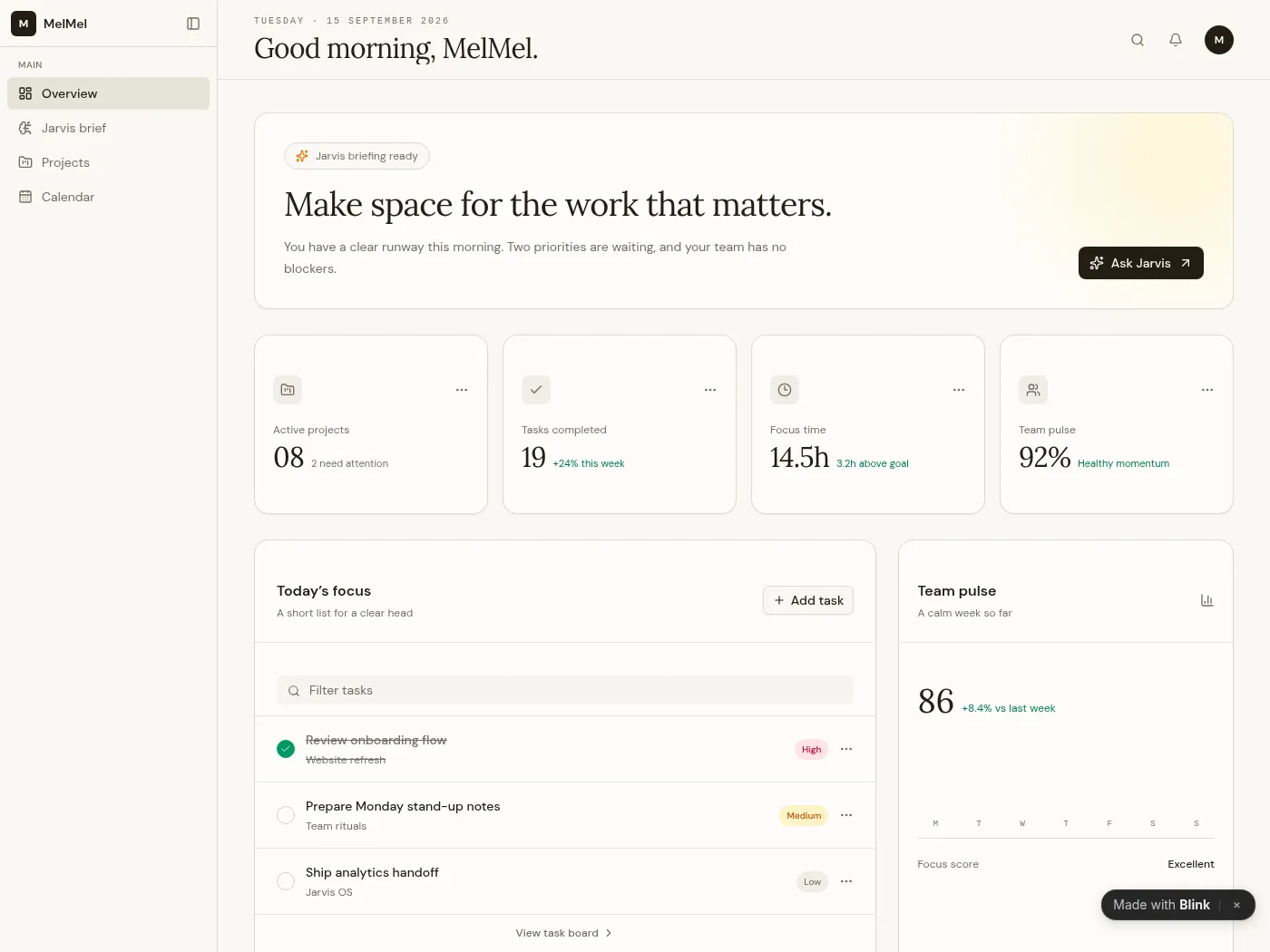MelMel Jarvis Dashboard