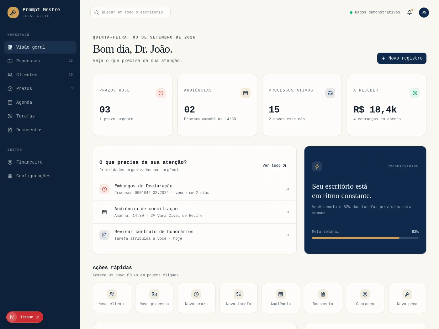 Prompt Mestre Legal Suite