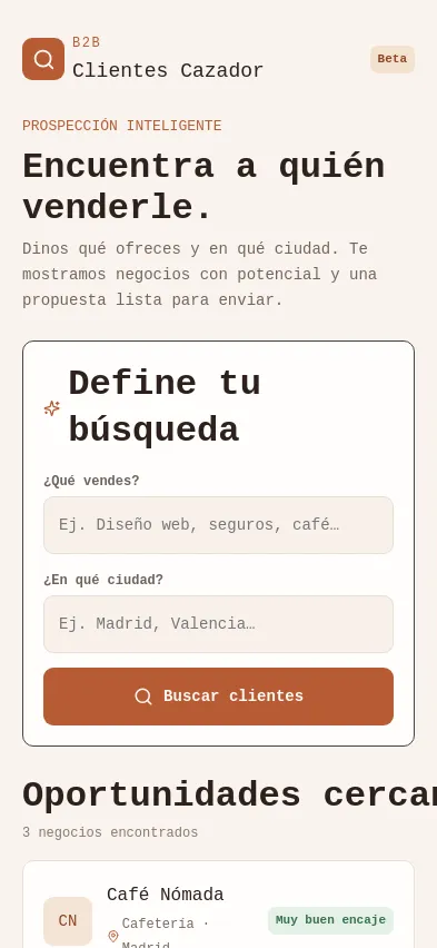 B2B Clientes Cazador