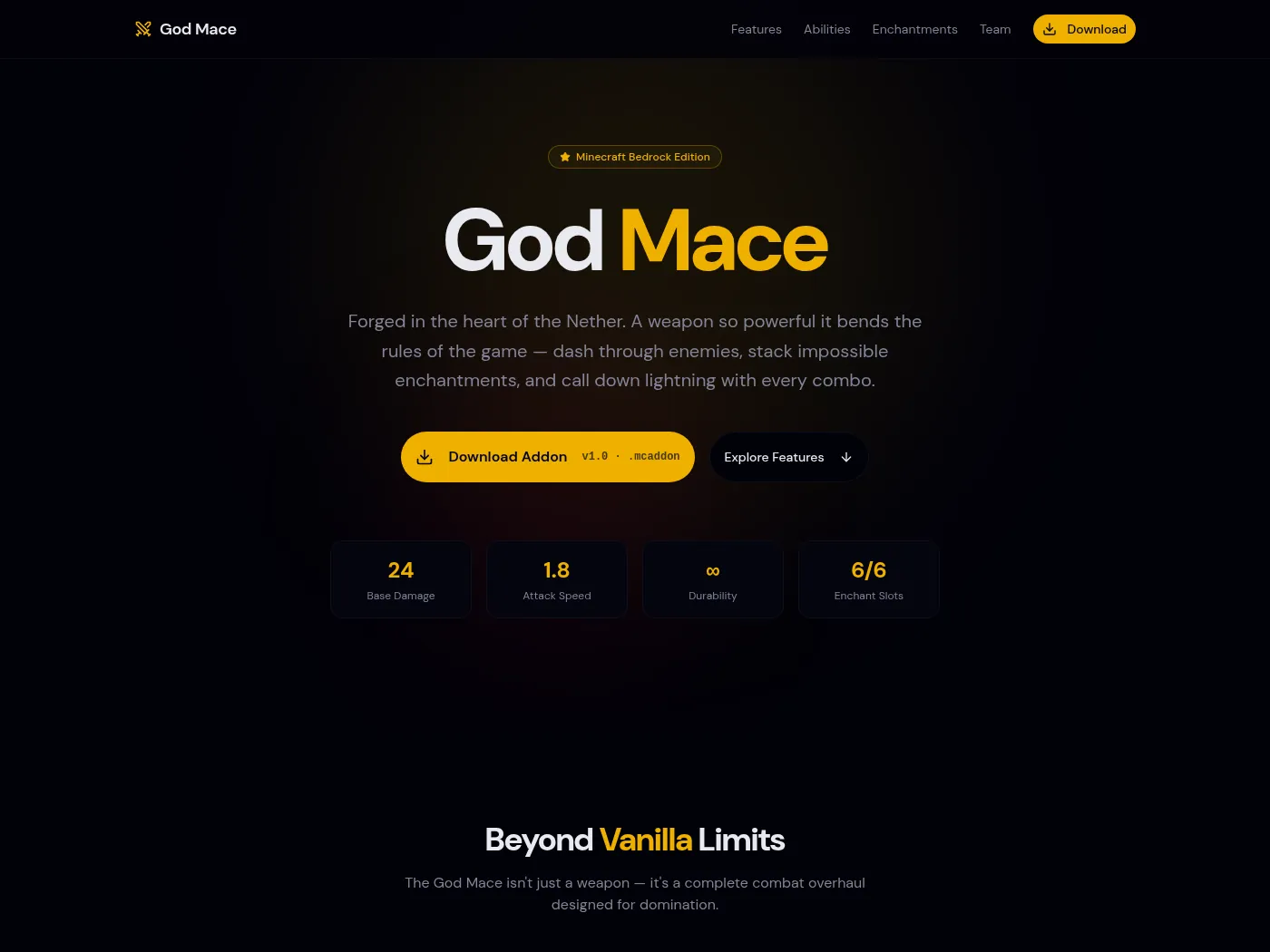 God Mace Minecraft Addon