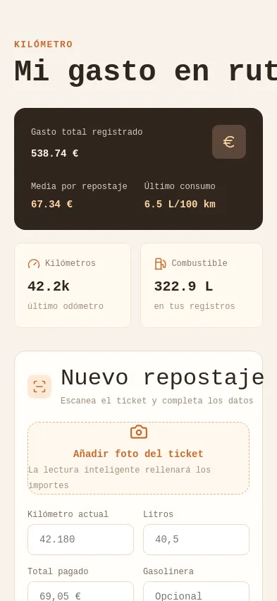 Kilómetro Gasto App
