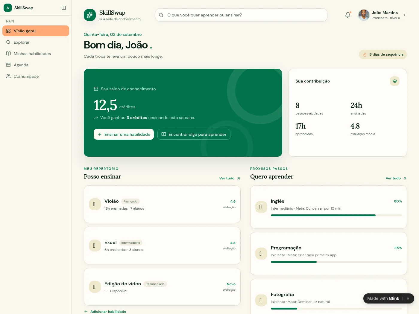 SkillSwap Dashboard